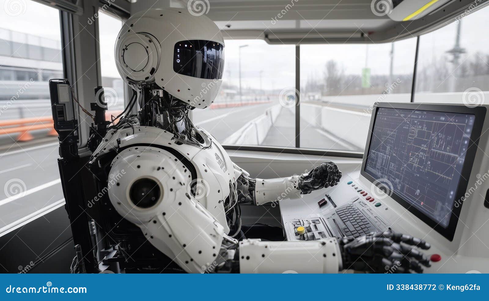 Futuristic Robot Traffic Control Operates Traffic Signs with Advanced ...