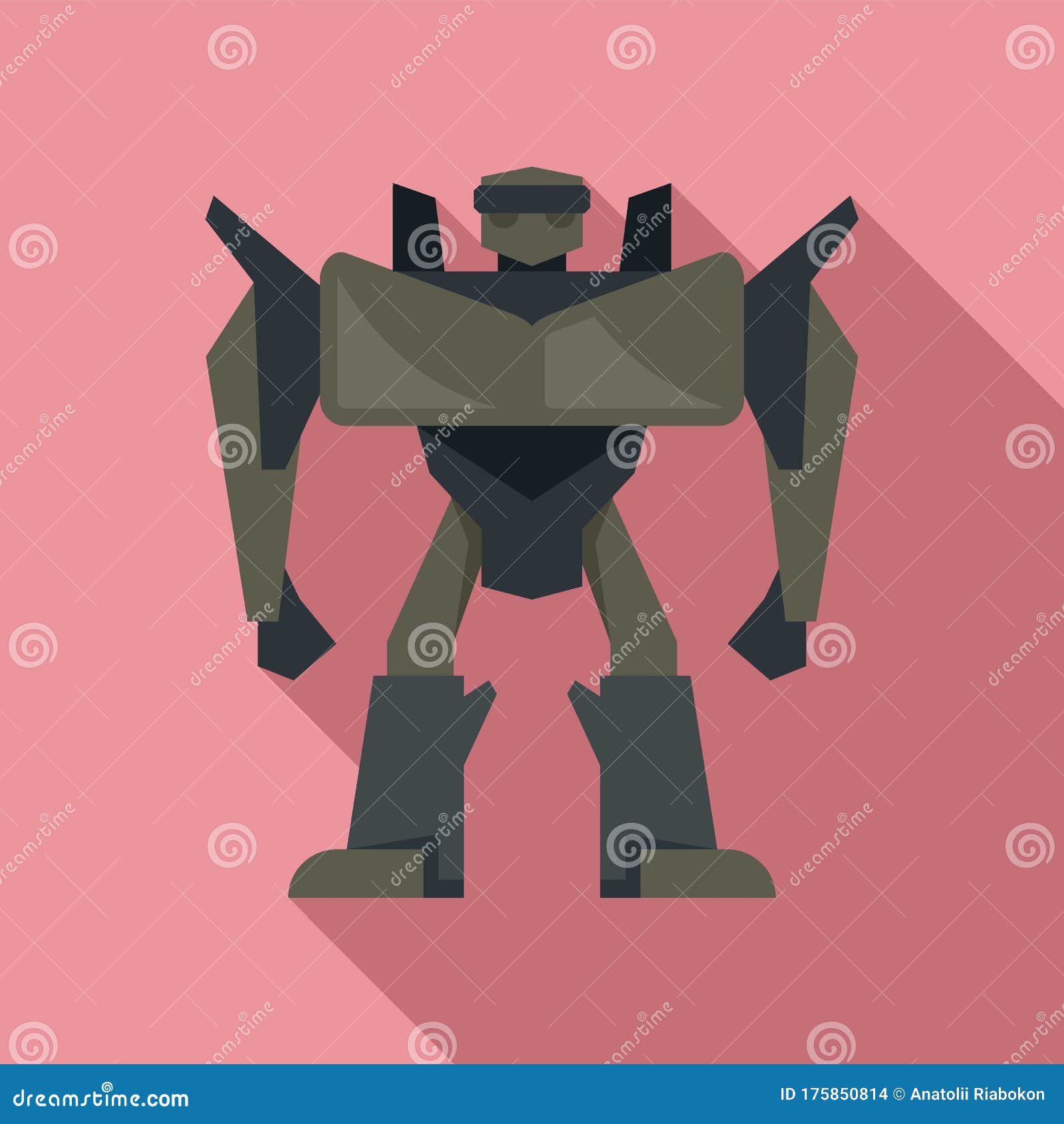 Futuristic Robot Transformer Icon, Flat Style Stock Vector ...