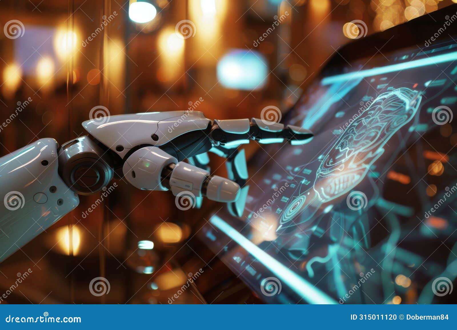 Futuristic Robot Using Advanced Interface To Design Vehicles Stock ...