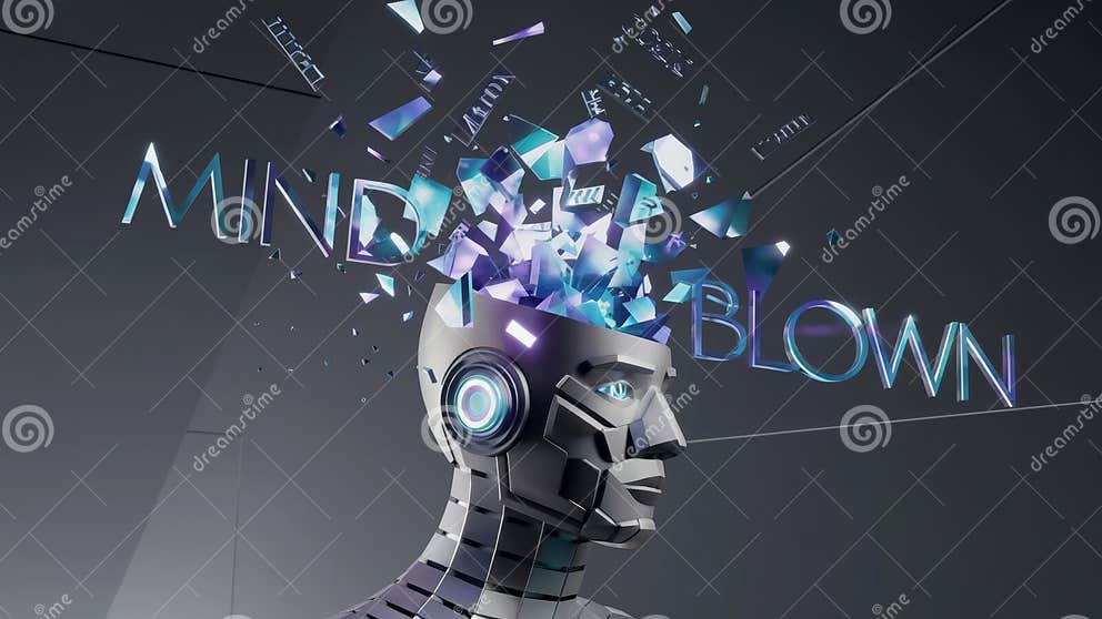 Mind Blown, Futuristic Robot with Head Exploding Due To Information ...
