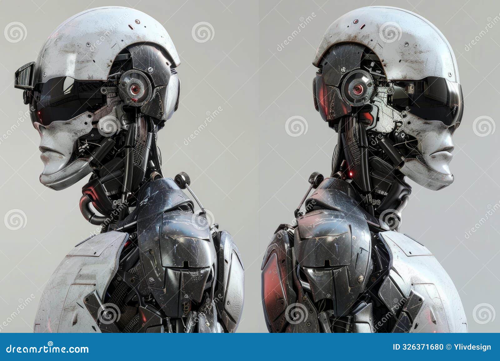 Futuristic Robot Warrior Head Closeup Stock Photo - Image of future ...
