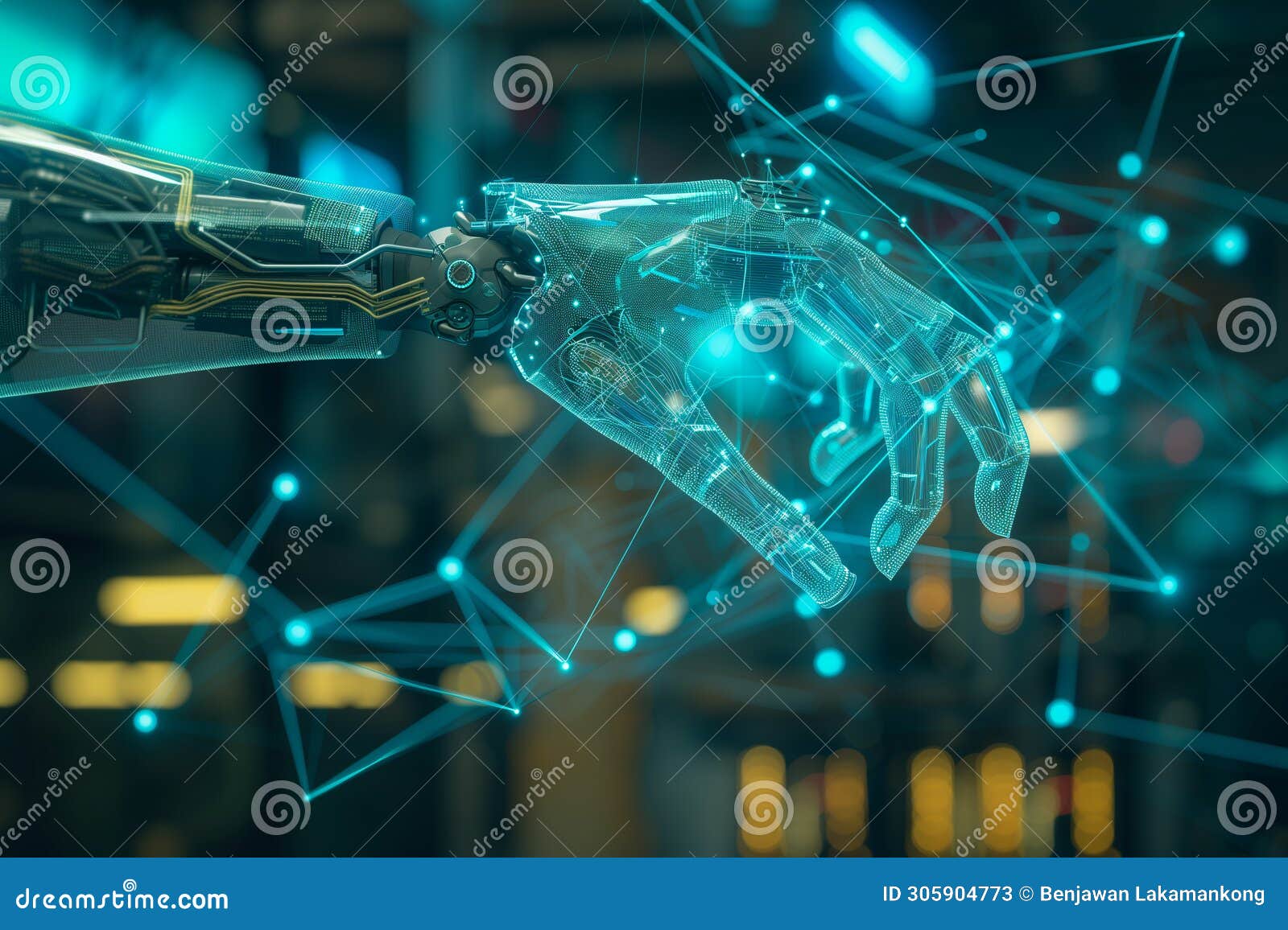 Futuristic Robotic Arm and Advanced Technology. AI Technology Concept ...