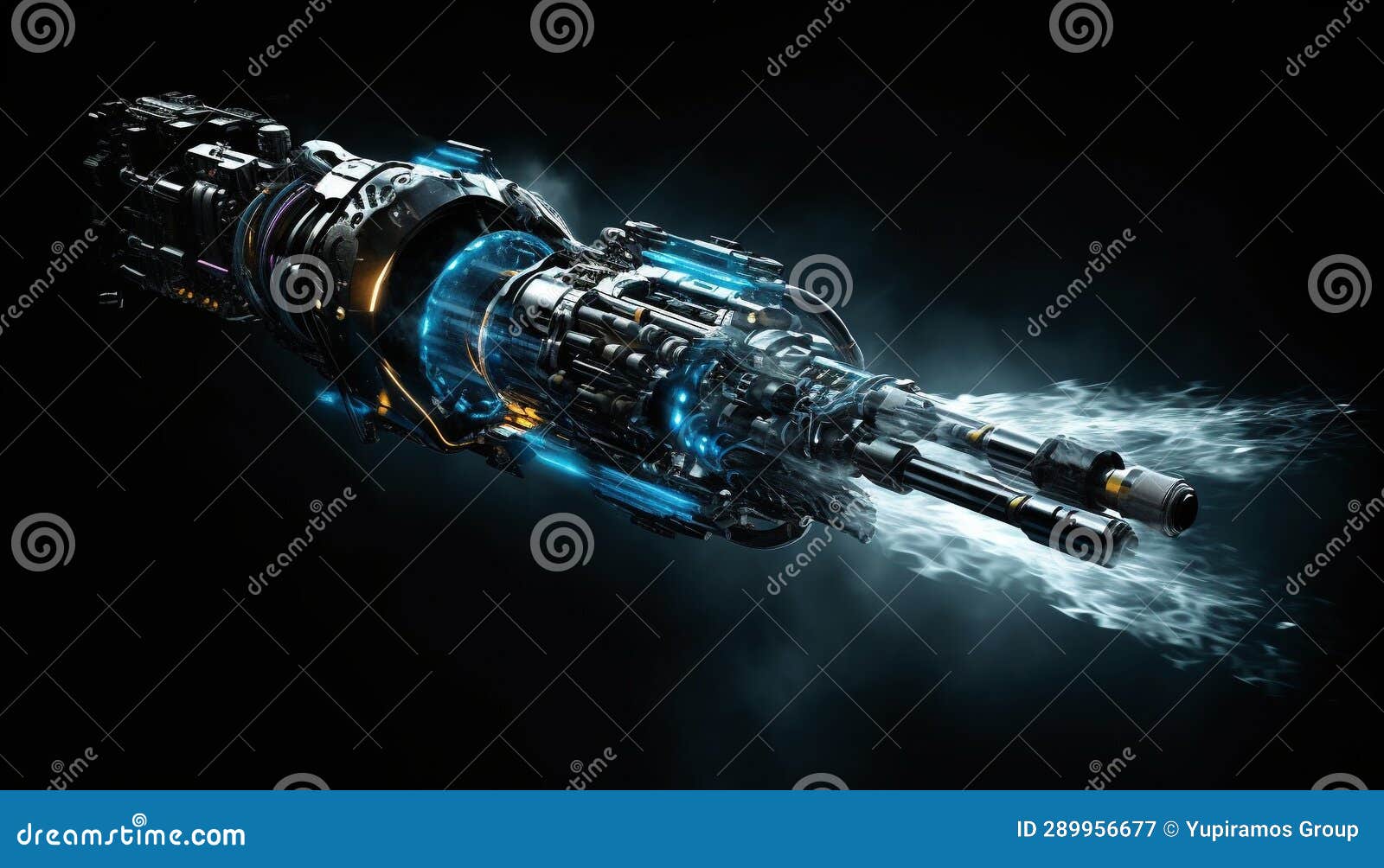 Futuristic Robotic Arm in Blue Metal, Powered by Digital Technology ...