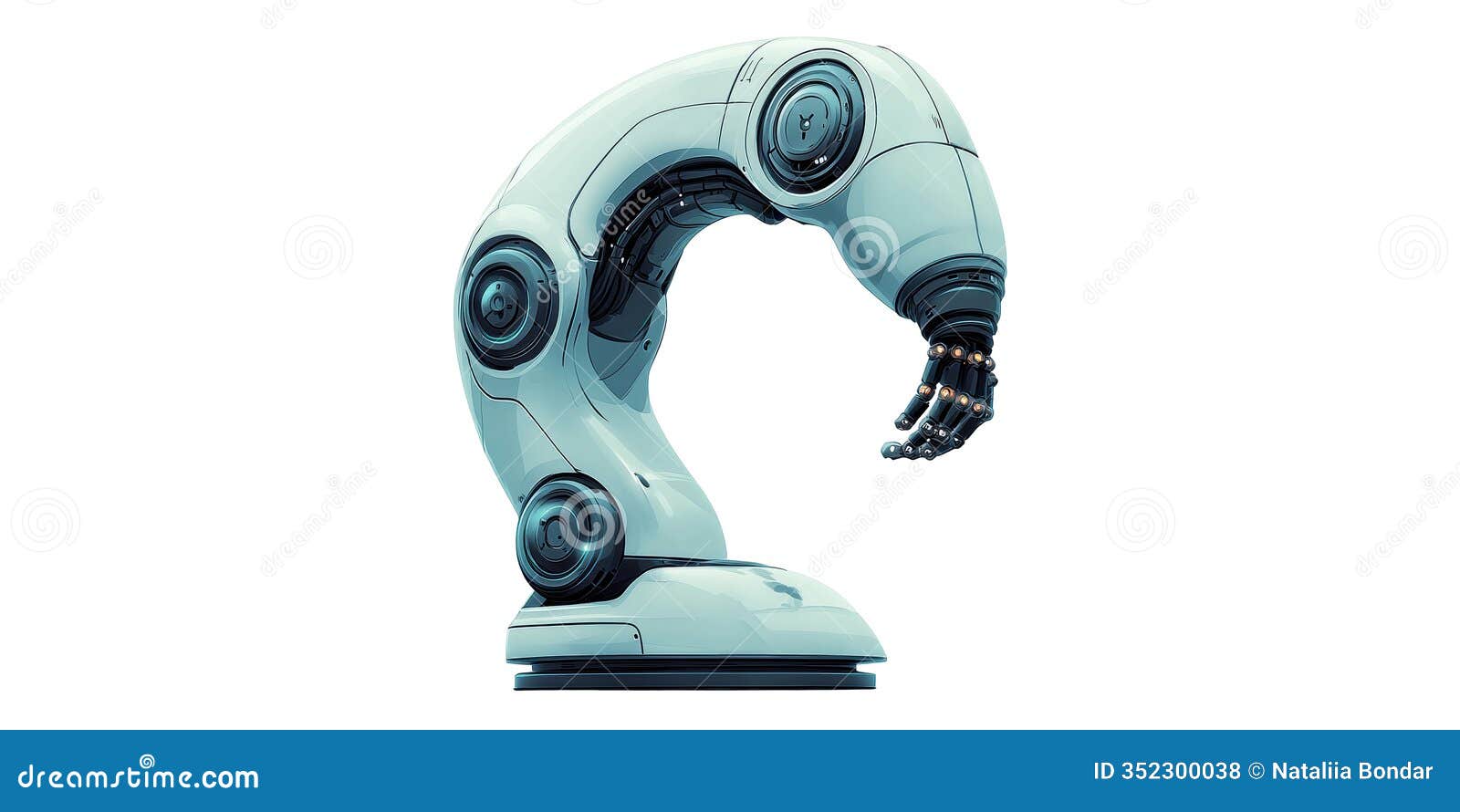 Futuristic Robotic Arm in a Curved Position Isolated on Transparent ...