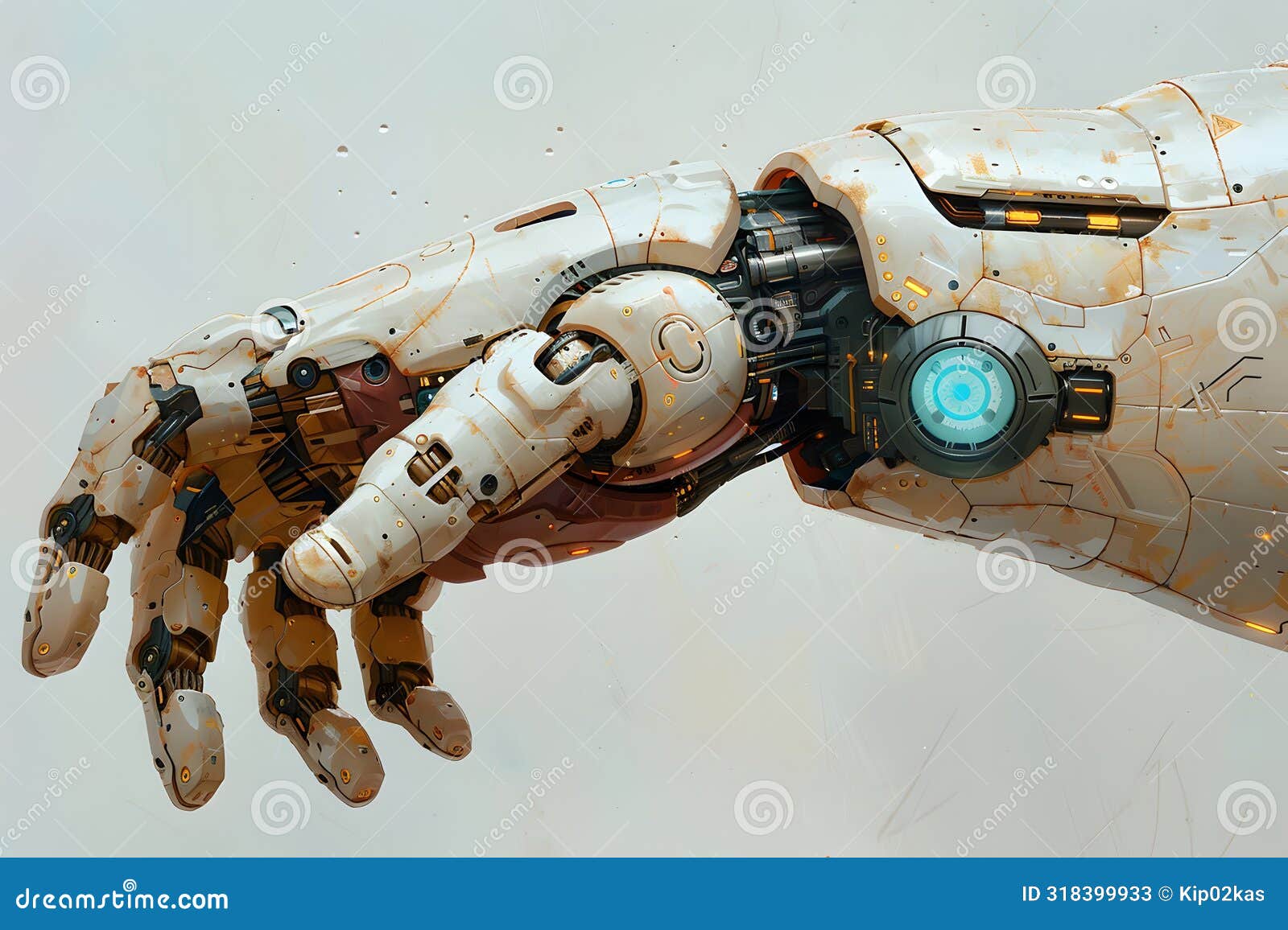 Futuristic Robotic Arm with Detailed Mechanical Design and Glowing ...