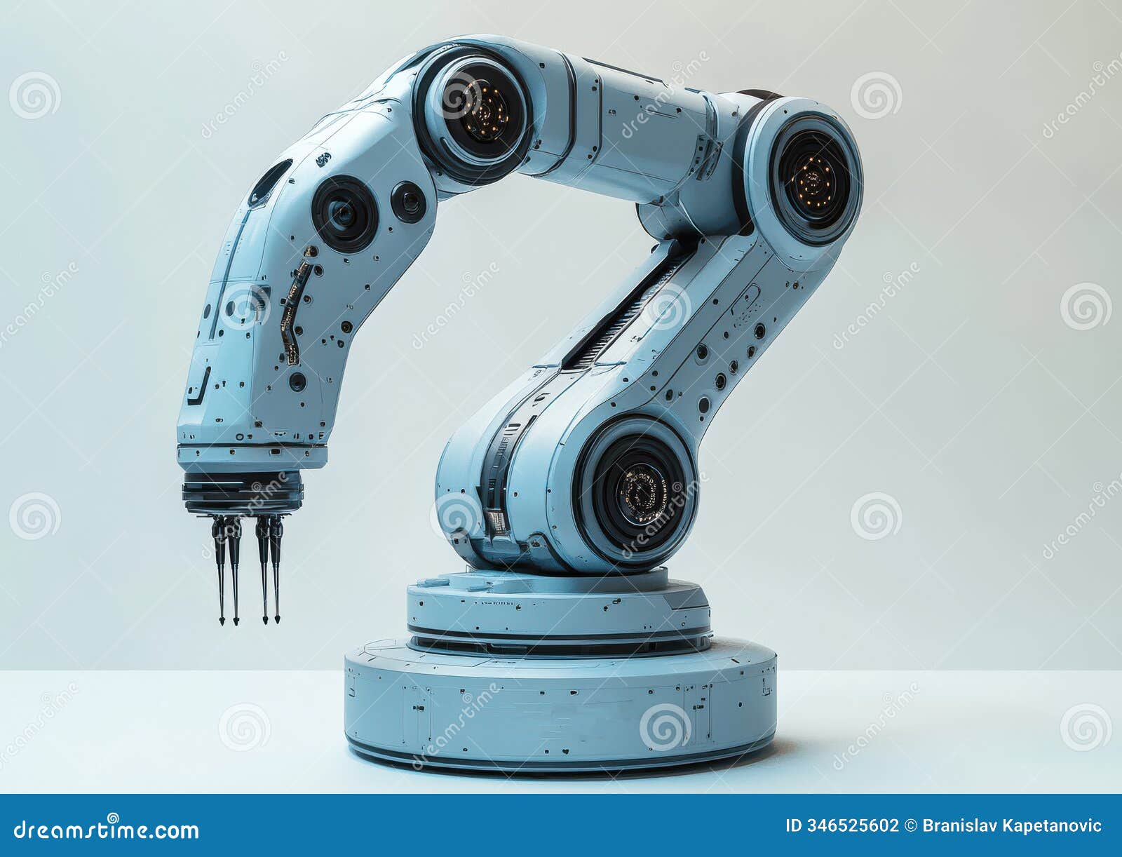 Futuristic Robotic Arm with Dual Tools in a High-tech Setting Stock ...