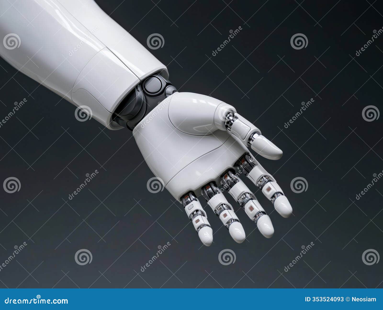 A Futuristic Robotic Arm Extending for a Handshake, Representing Trust in AI Advancements. Stock ...