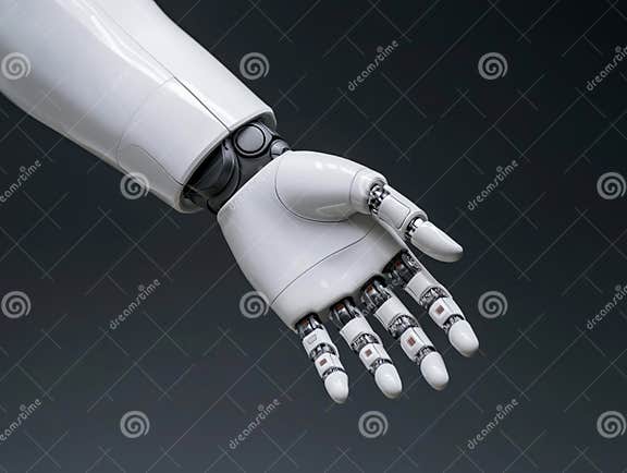 A Futuristic Robotic Arm Extending for a Handshake, Representing Trust ...