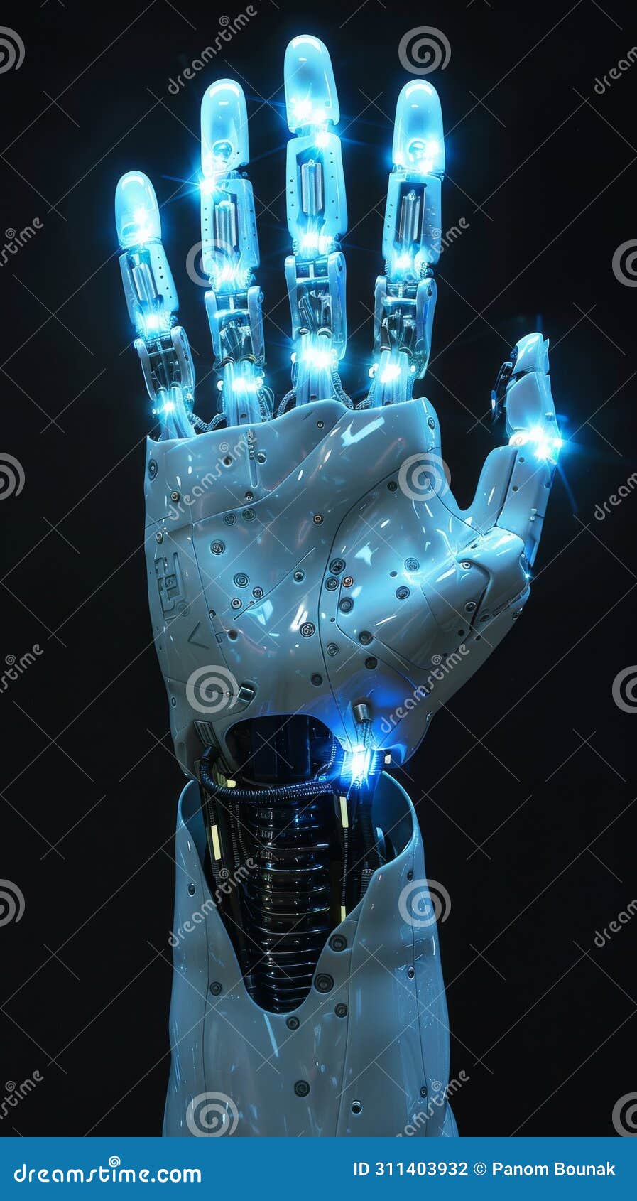 Futuristic Robotic Arm with Highly Detailed Mechanics and Bright ...