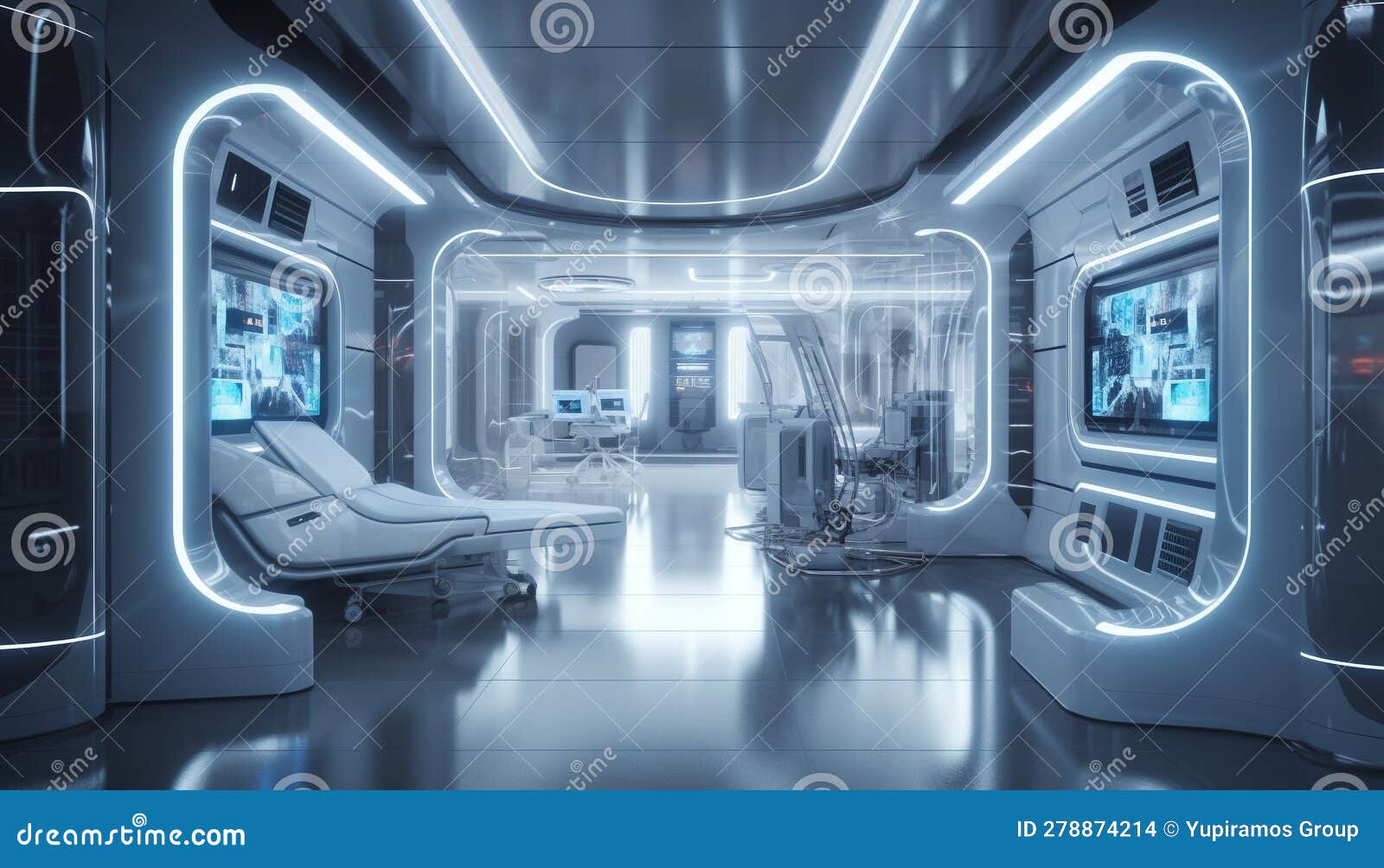 Futuristic Robotic Arm Illuminates Modern Car Clean Metal Interior ...