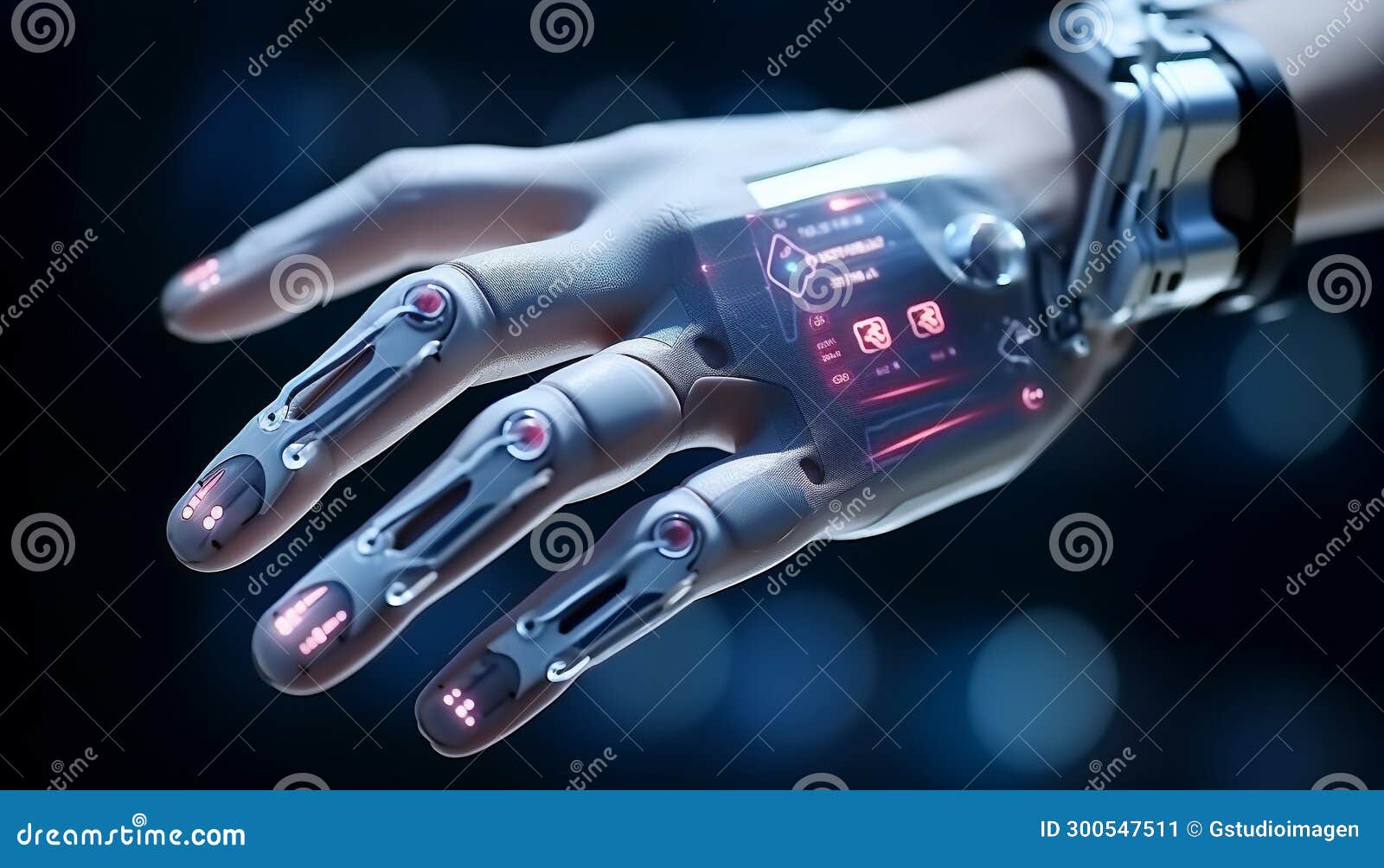 Futuristic Robotic Arm Touching a Digitally Generated Screen Generated ...