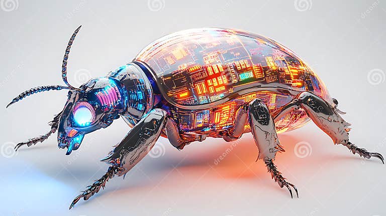 Futuristic Robotic Beetle with Glowing Elements and Intricate Design ...