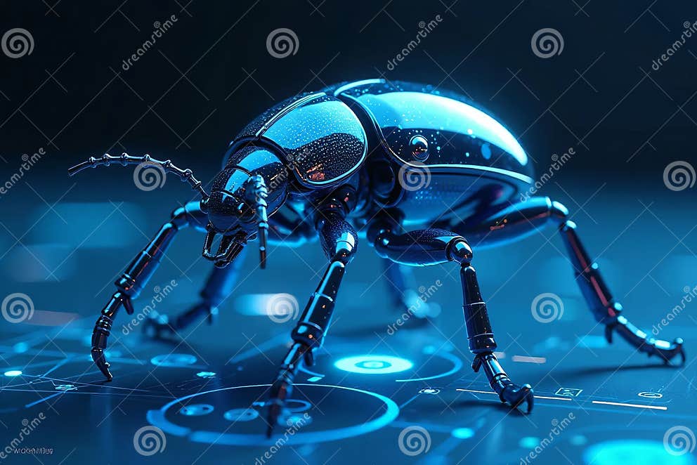Futuristic Robotic Beetle on Touchscreen Interface Stock Illustration ...
