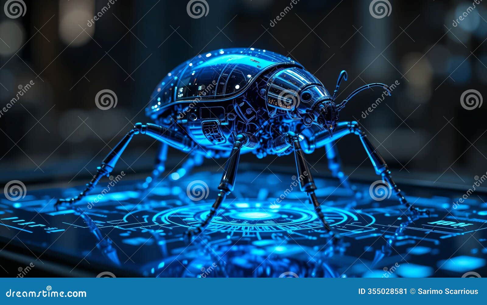 Futuristic Robotic Beetle On Touchscreen Interface Stock Image ...