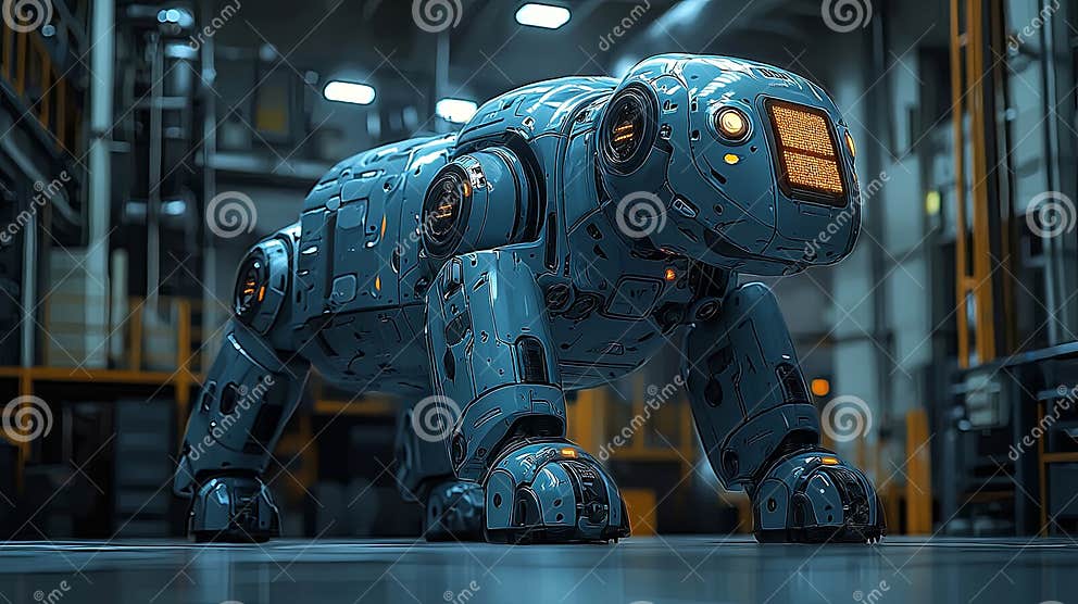 Futuristic Robotic Dog Prototype in Modern Research Laboratory Stock ...