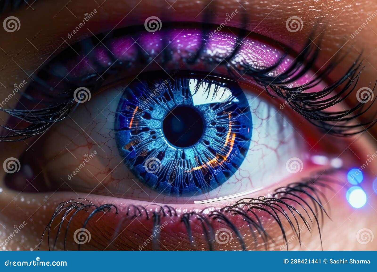 Macro Image of a Humanoid Eye, Reflecting Advanced Technology and the ...