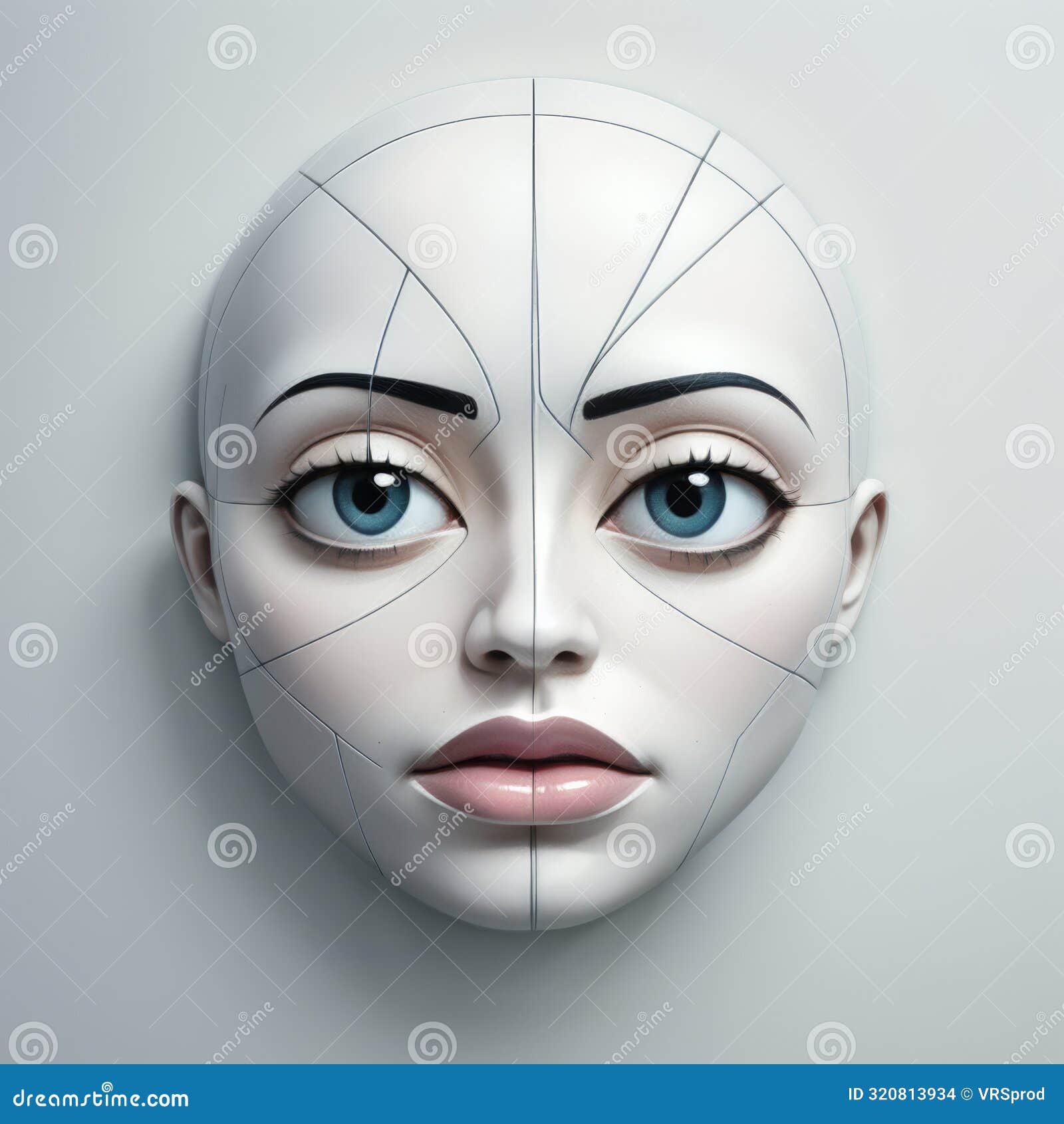 Futuristic Robotic Face with Detailed Features and Blue Eyes Stock ...
