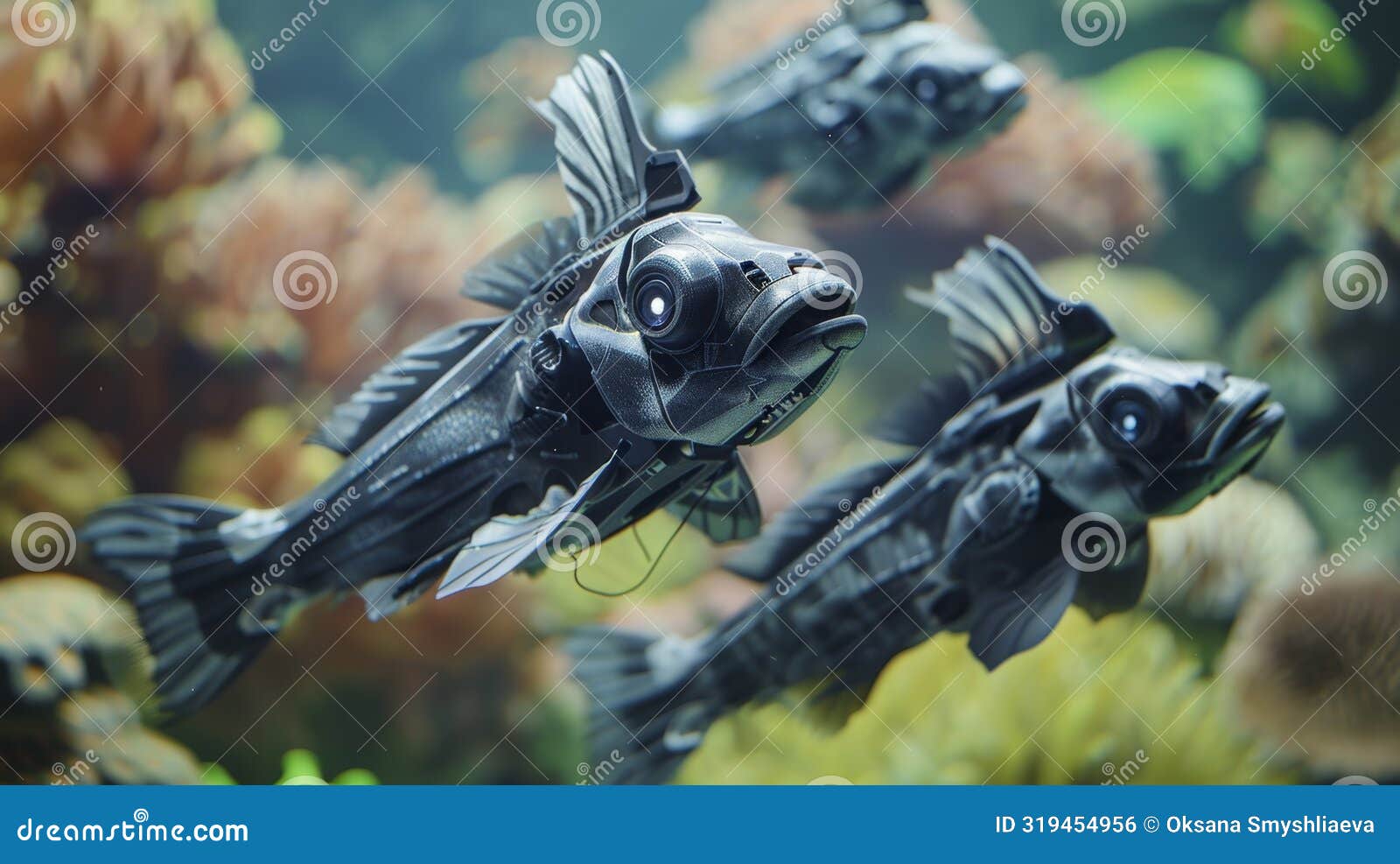 Futuristic Robotic Fish Swimming in an Underwater Scene Stock Photo ...