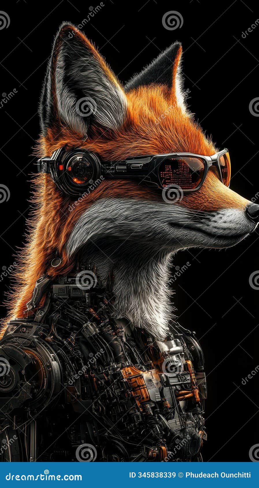 Futuristic Robotic Fox with High-Tech Goggles, Blending Nature and ...