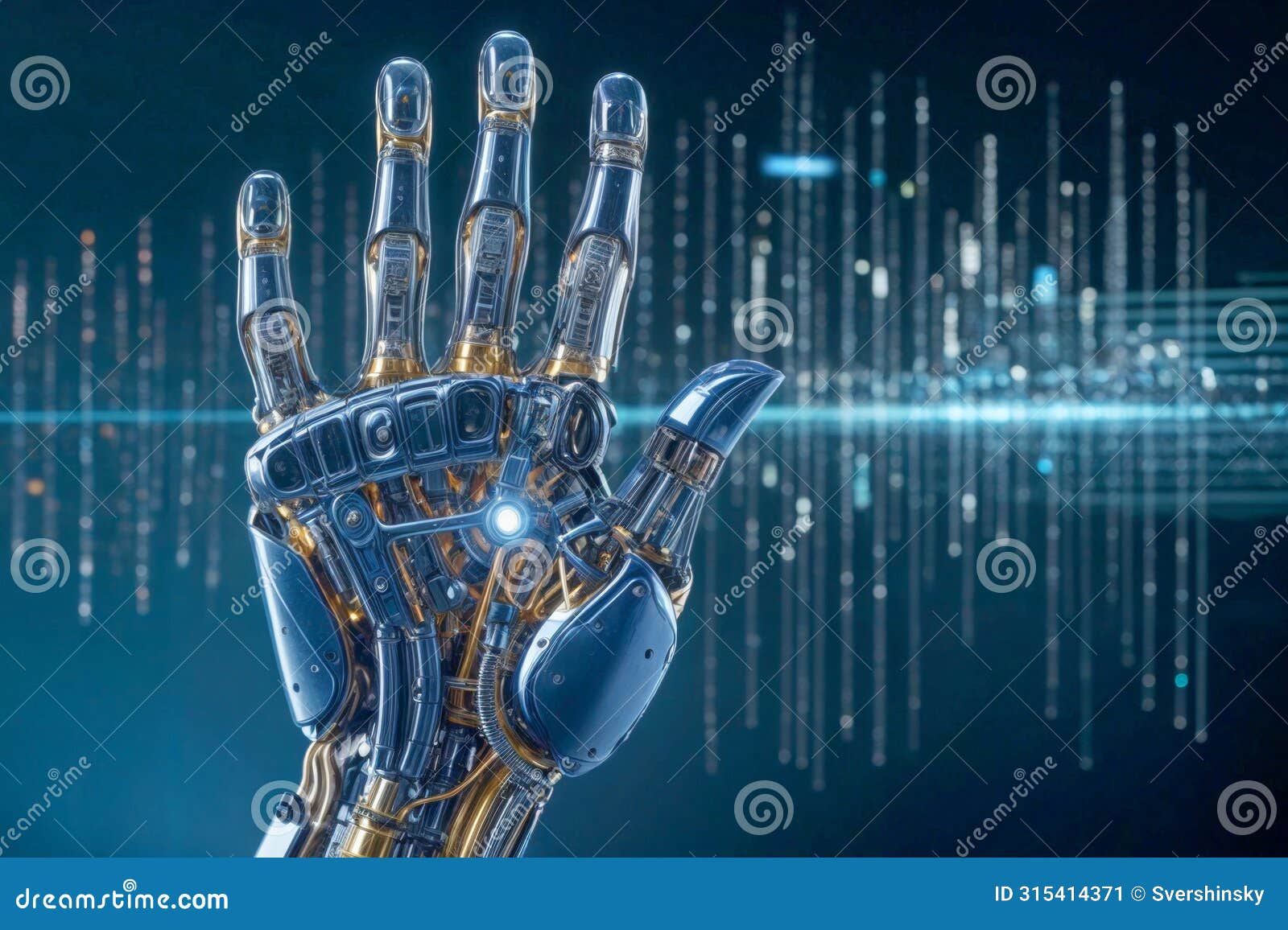 Futuristic Robotic Hand Reaching Out To Touch the Future on a Vibrant ...