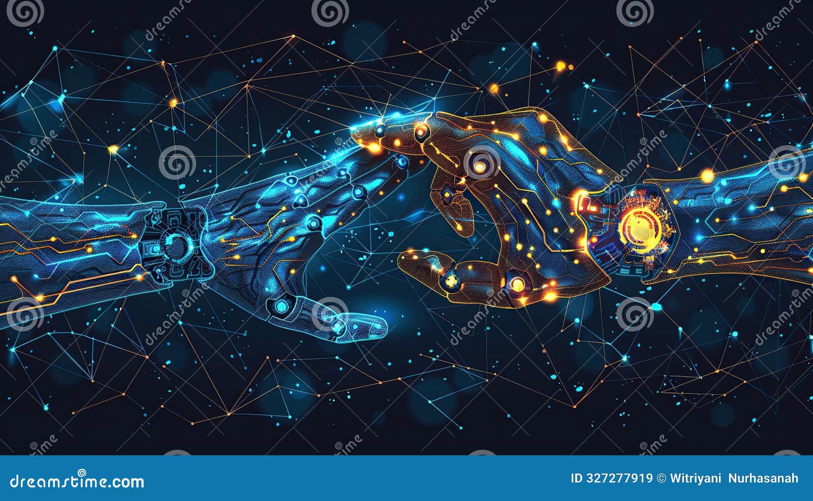Futuristic Robotic Hands Reaching Out Stock Illustration - Illustration ...