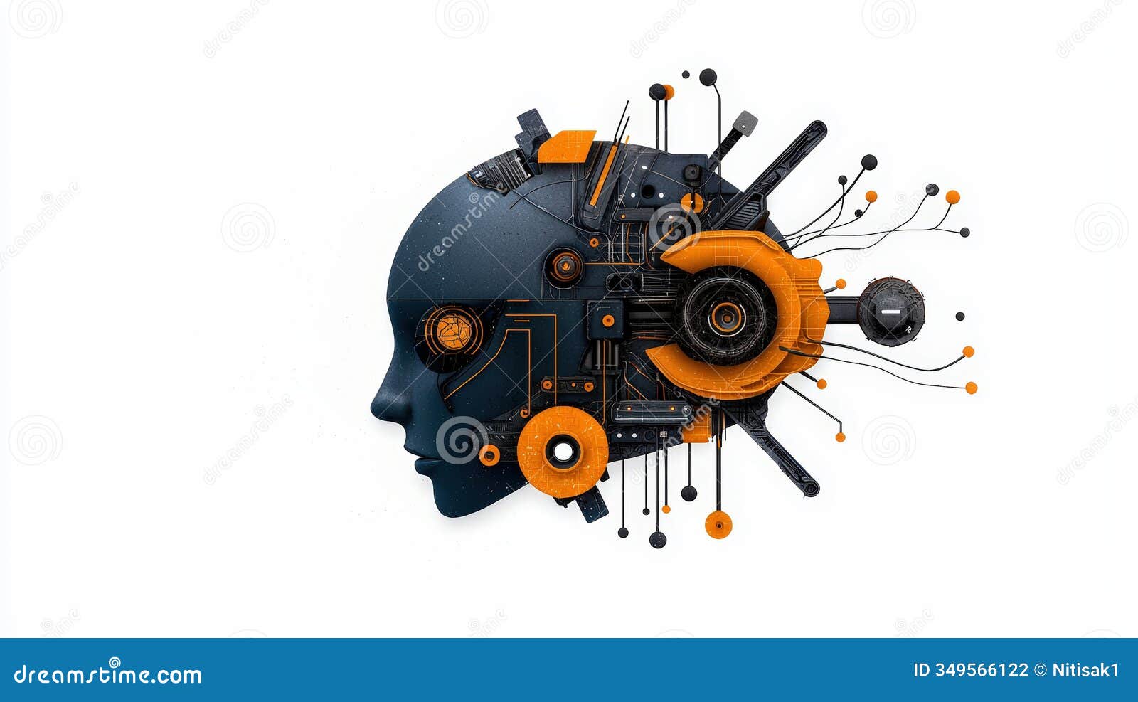 Robotic Head With Numerals Vector Illustration | CartoonDealer.com ...