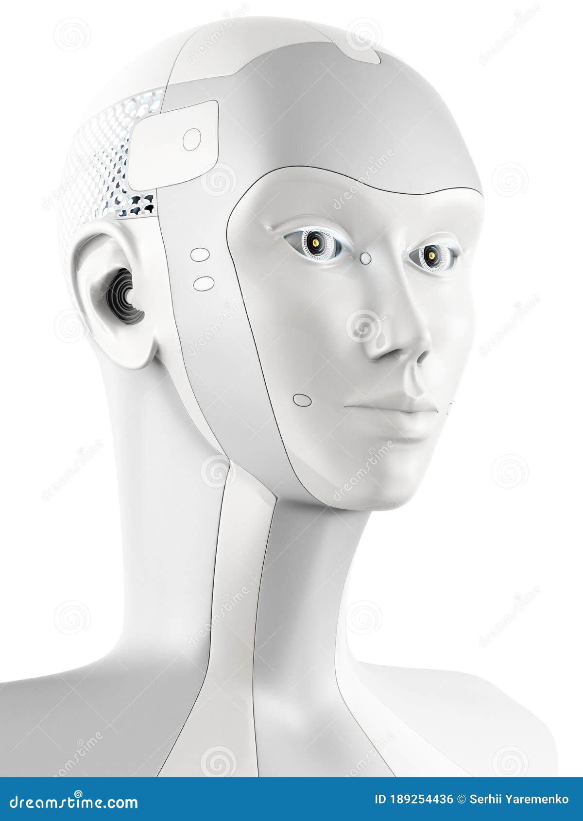 Futuristic Robotic Head in Side View Stock Illustration - Illustration ...