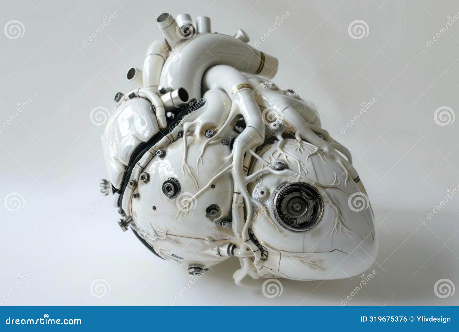 Robotic Heart Concept on White Background Stock Illustration ...