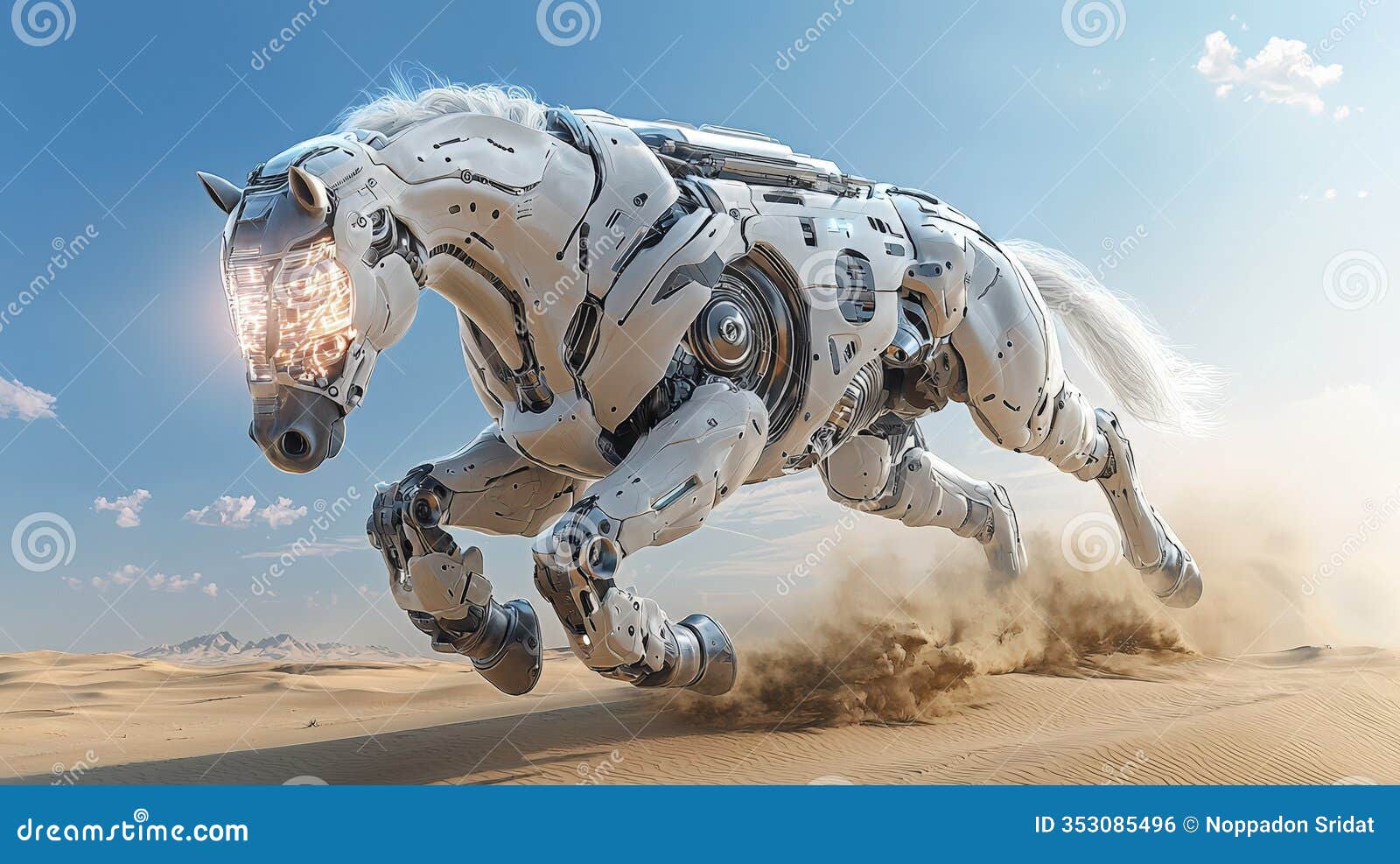 A Futuristic Robotic Horse Running through a Desert, Showcasing ...