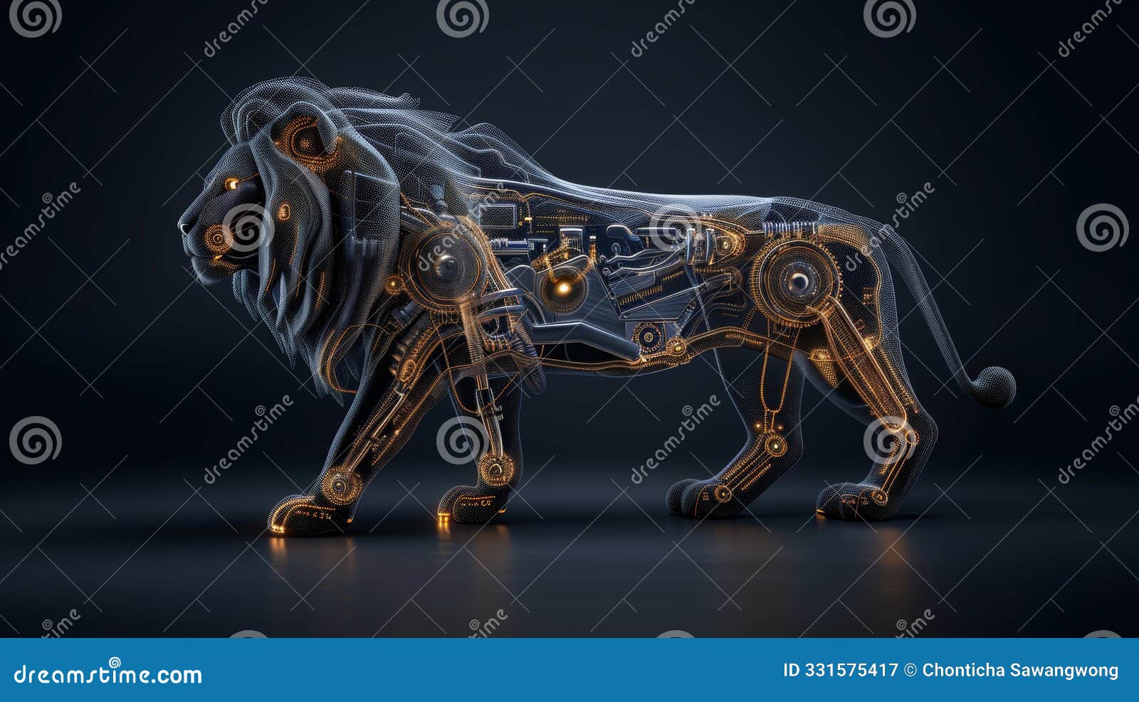 Futuristic Robotic Lion with Glowing Elements, Showcasing Advanced ...