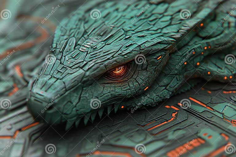Futuristic Robotic Lizard with Intricate Circuit Patterns and Glowing ...