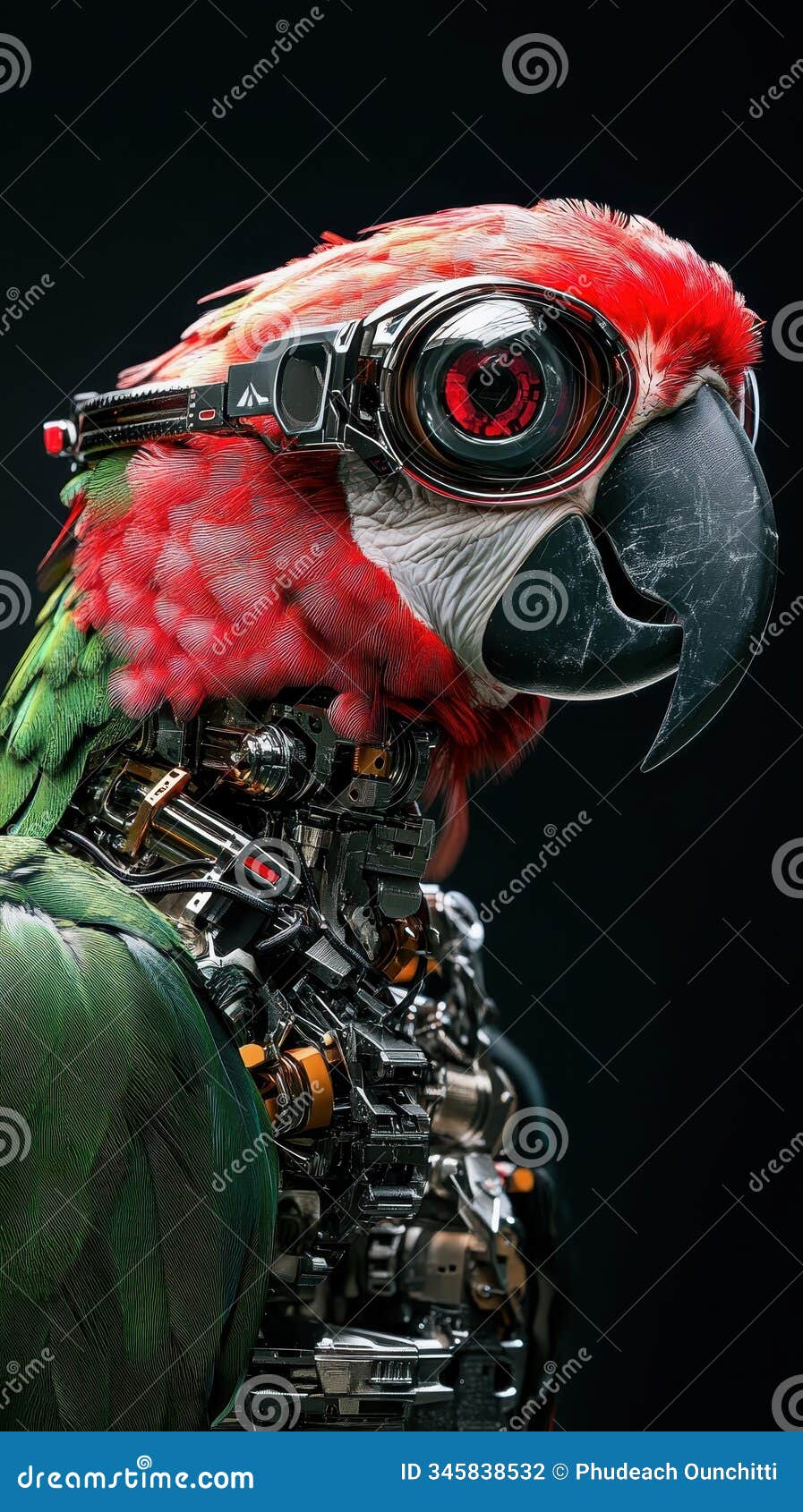 Futuristic Robotic Parrot with Mechanical Features and High-Tech ...