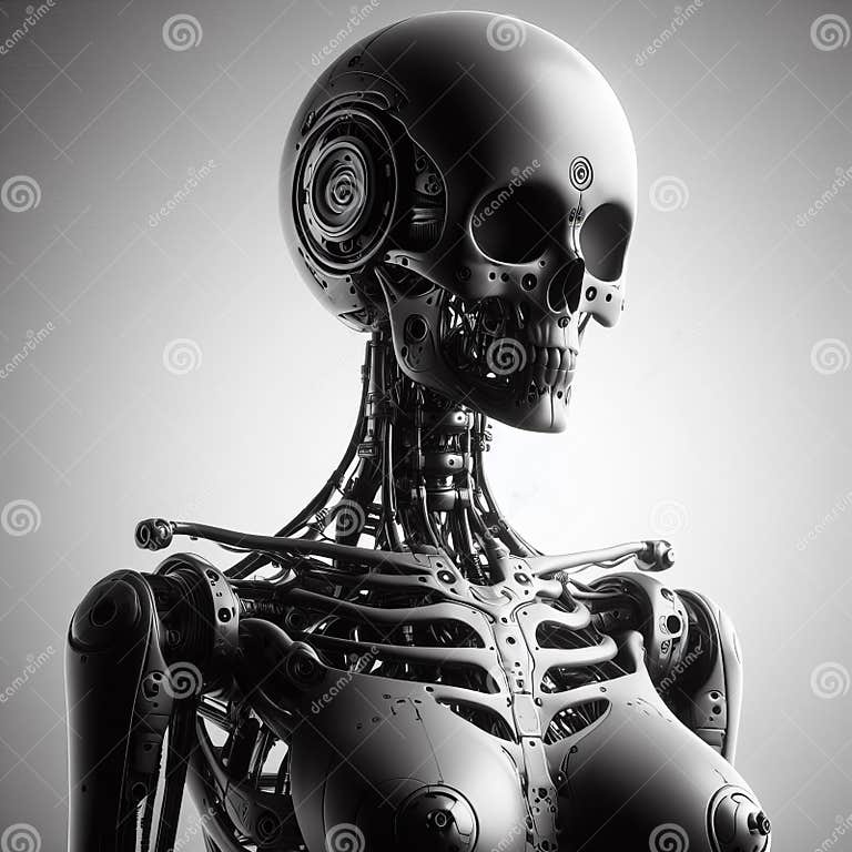 Futuristic Robotic Skeleton in Profile View Stock Image - Image of ...