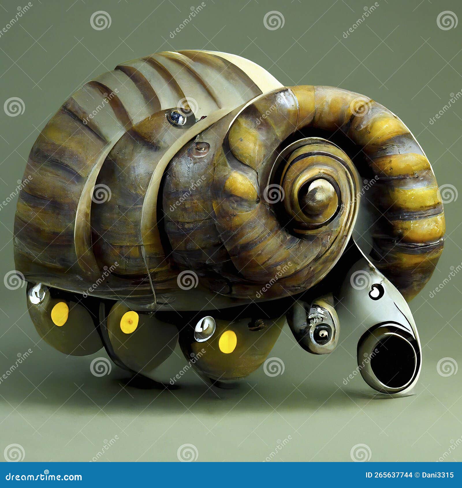 Futuristic Robotic Snail on Green Background Stock Illustration ...