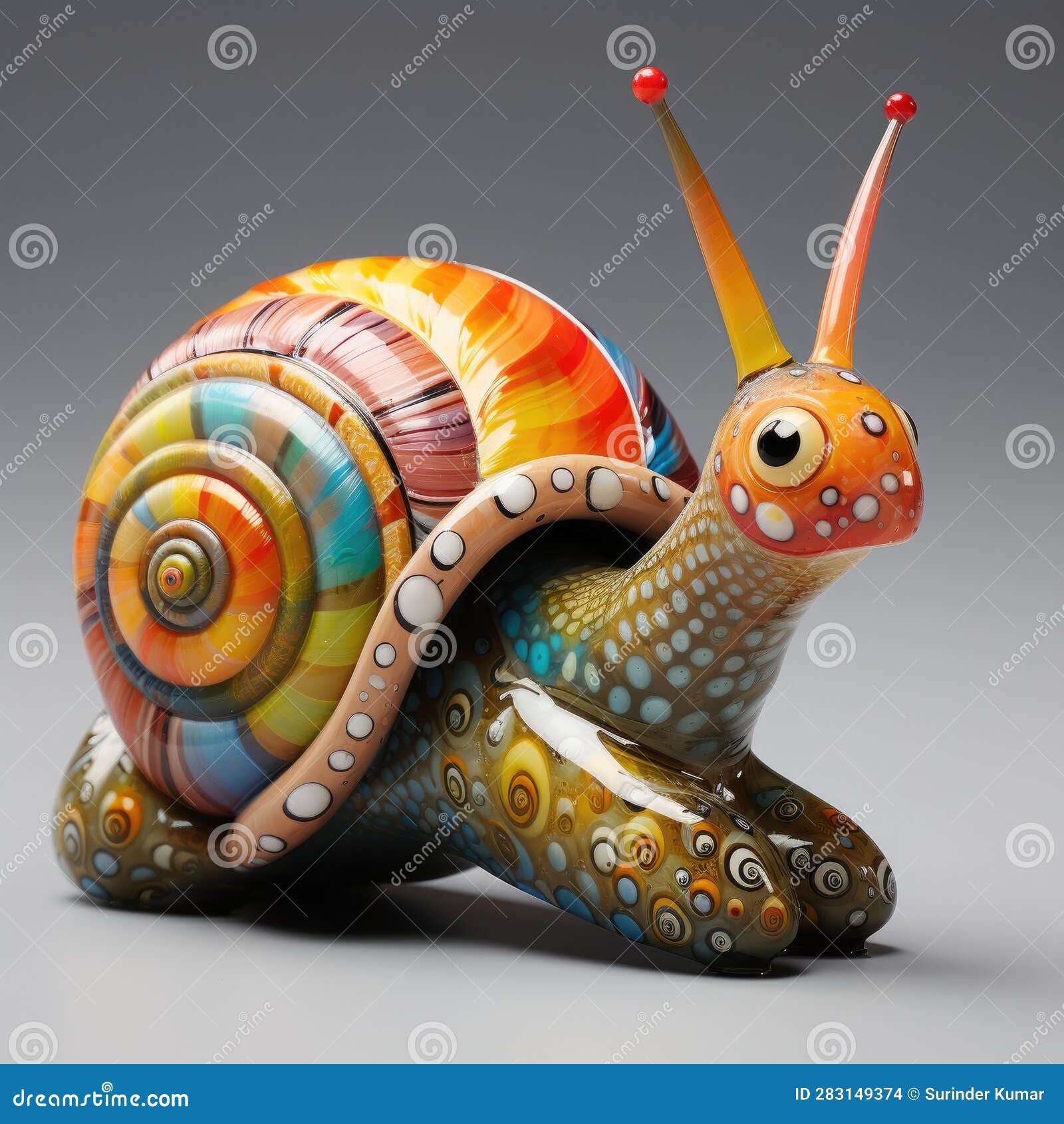Futuristic Robotic Snail on Green Background, 3d Stock Illustration ...