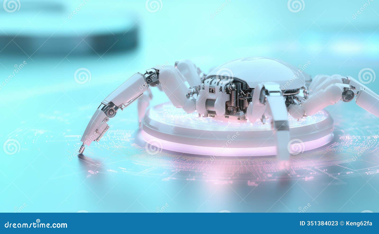 Futuristic Robotic Spider on Glowing Platform, Showcasing Advanced ...