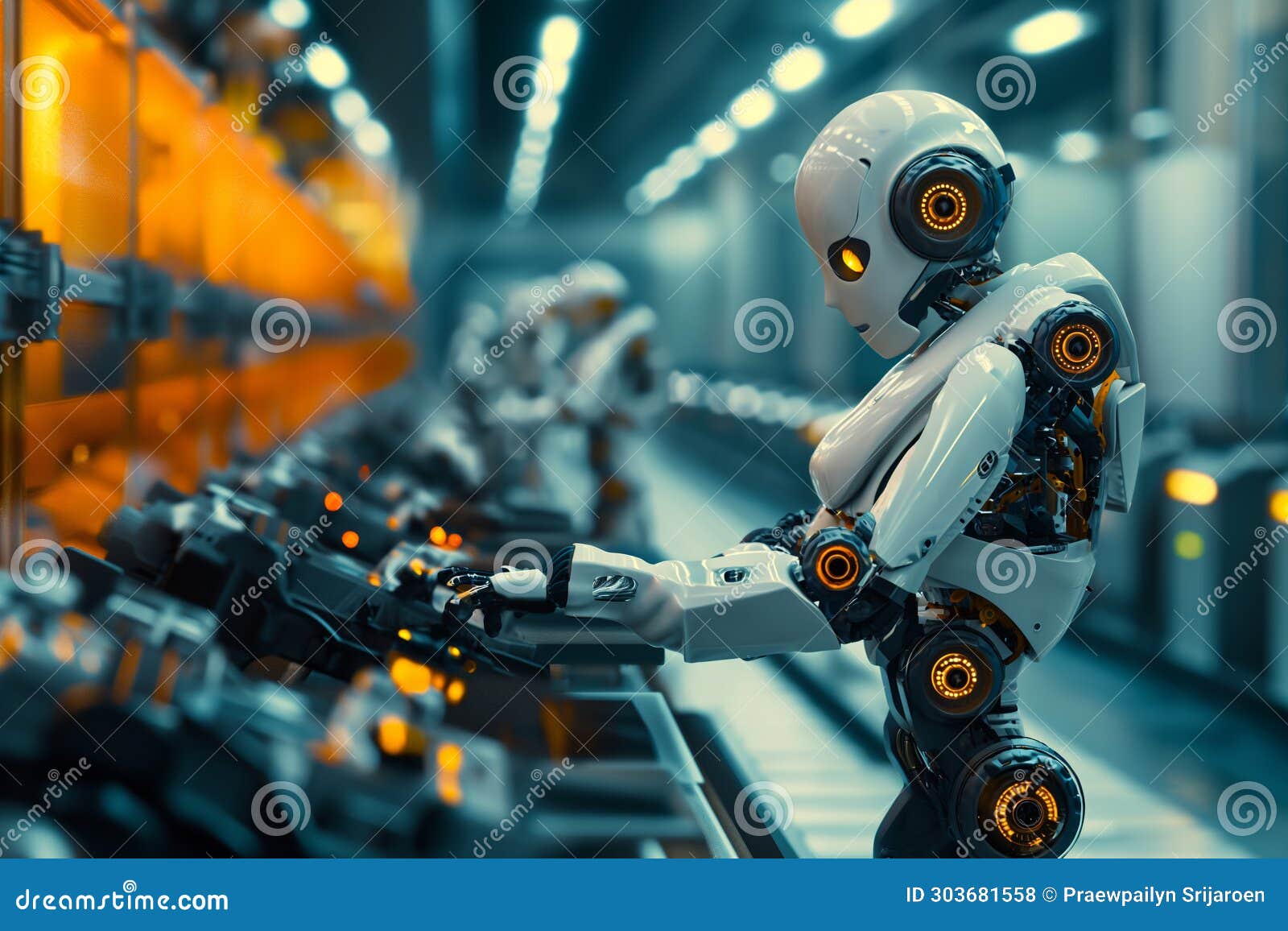 Futuristic Robotics In Modern Factories , AI Integration And Automation ...