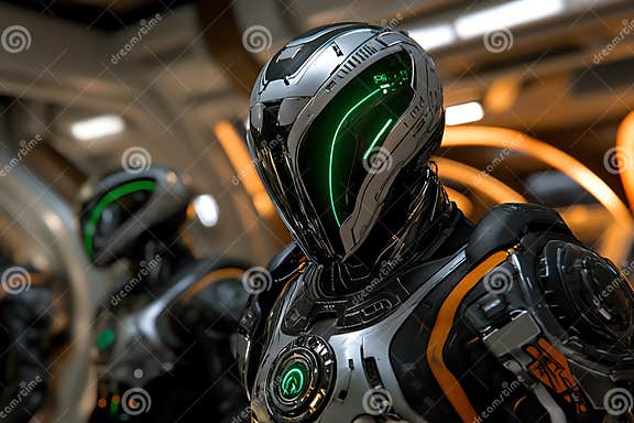 Futuristic Robots in an Advanced Sci-fi Setting, Featuring Metallic ...