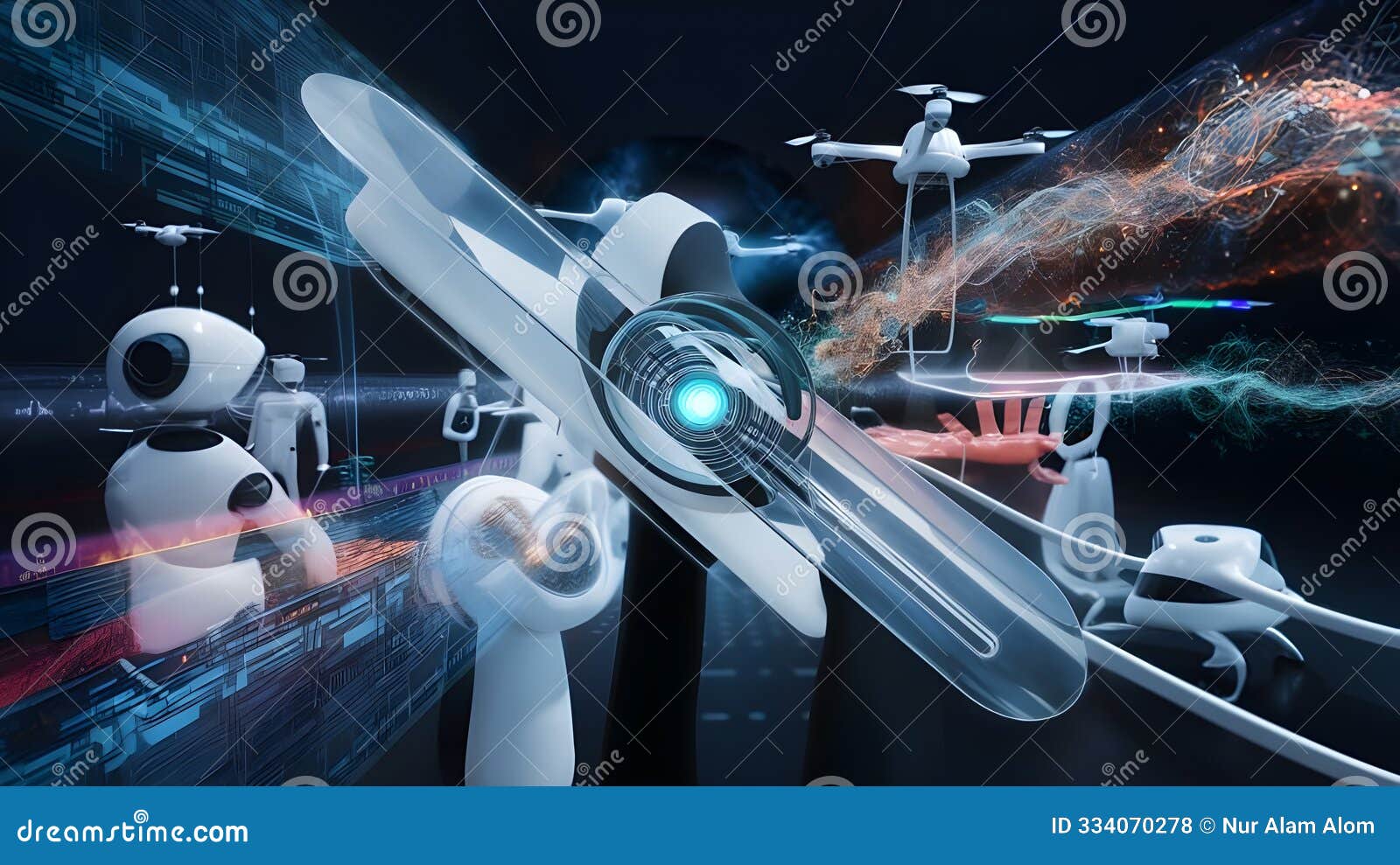 Futuristic Robots Advancing Technology in a High-Tech Lab Stock ...