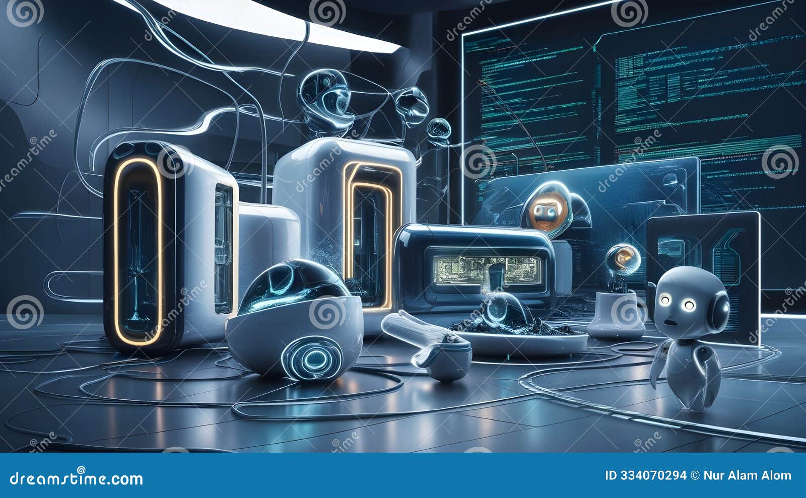 Futuristic Robots Advancing Technology In A High-Tech Lab Stock ...