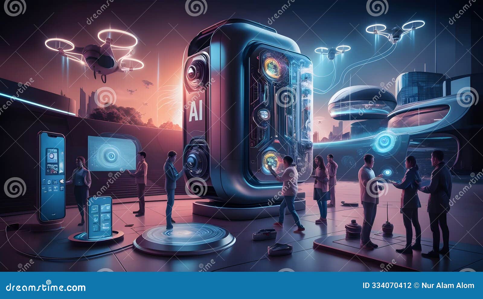 Futuristic Robots Advancing Technology in a High-Tech Lab Stock ...