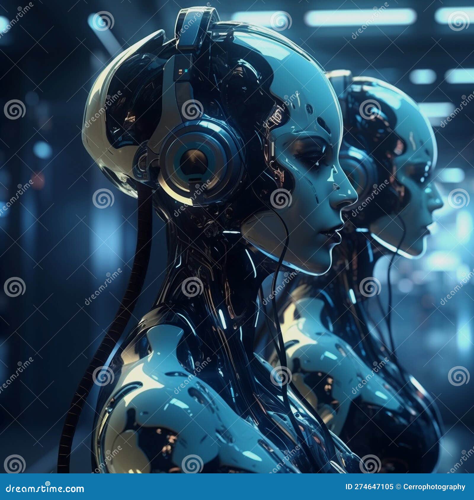 Futuristic Robots.Concept of Artificial Intelligence for Industrial ...