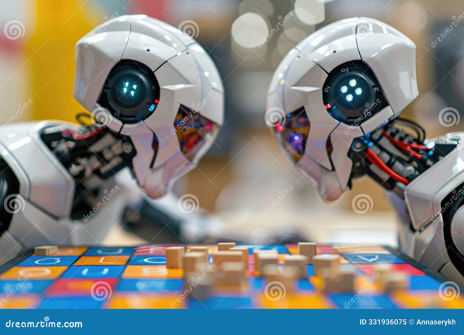Futuristic Robots Engaged in Scrabble Game - Advanced Robotics, AI ...