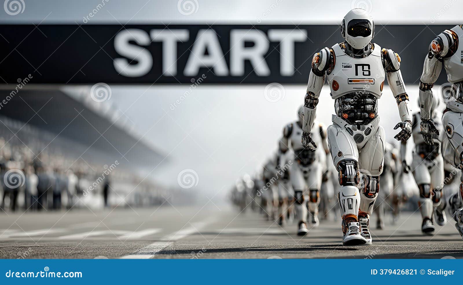 Two Futuristic Robots Cleaning A City Street Royalty-Free Stock ...