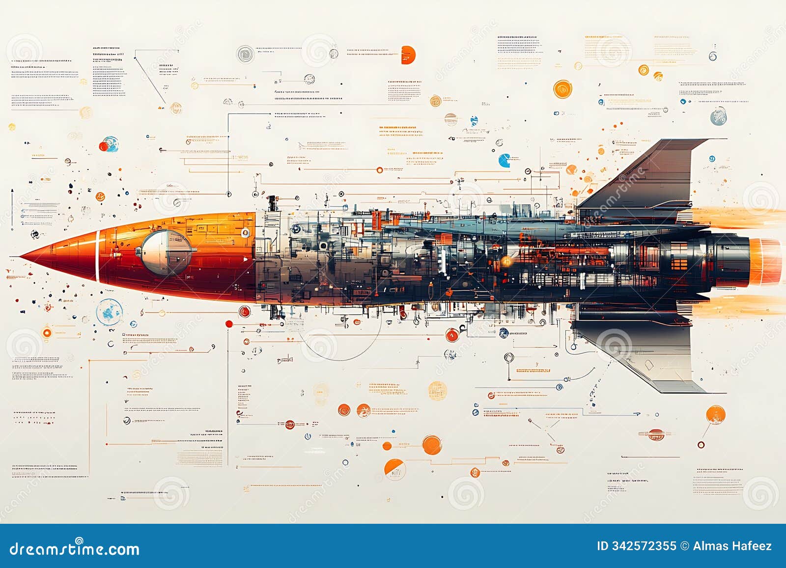 Futuristic Rocket Design, Detailed Cutaway View Stock Illustration ...