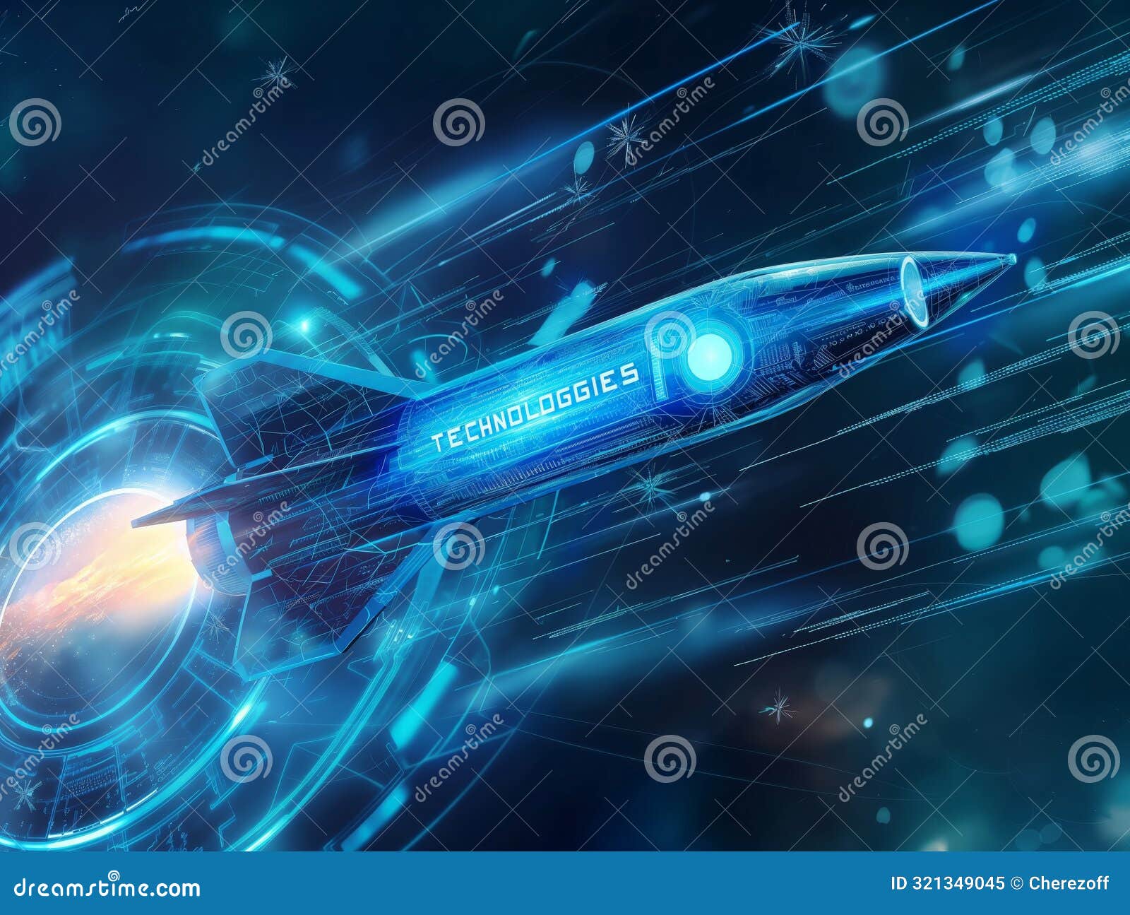 Futuristic Rocket in Digital Space Stock Image - Image of progress ...