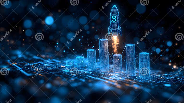 Futuristic Rocket Launch with Financial Growth Concept Stock ...