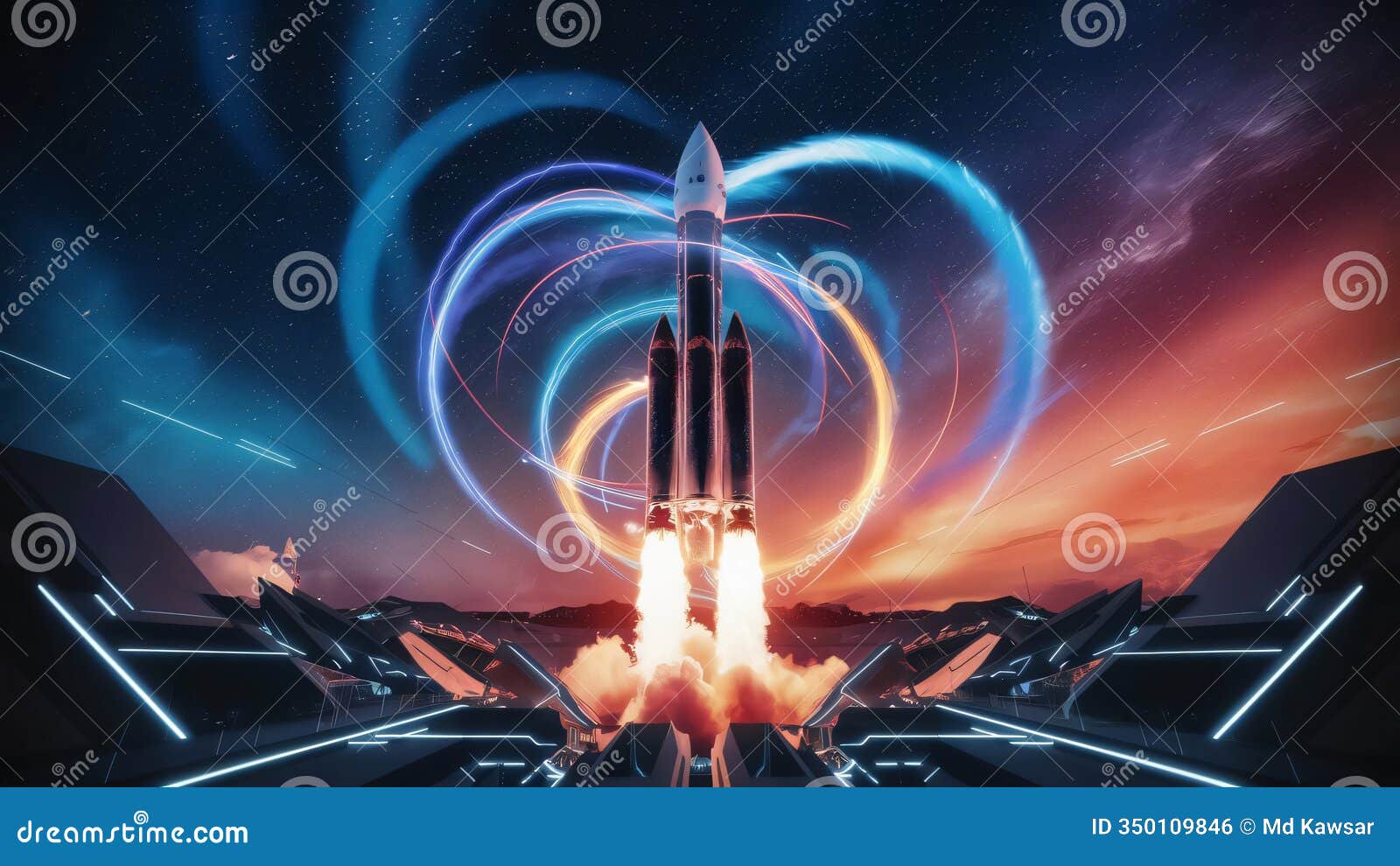 Futuristic Rocket Launch, Space Exploration High Quality Image Stock ...