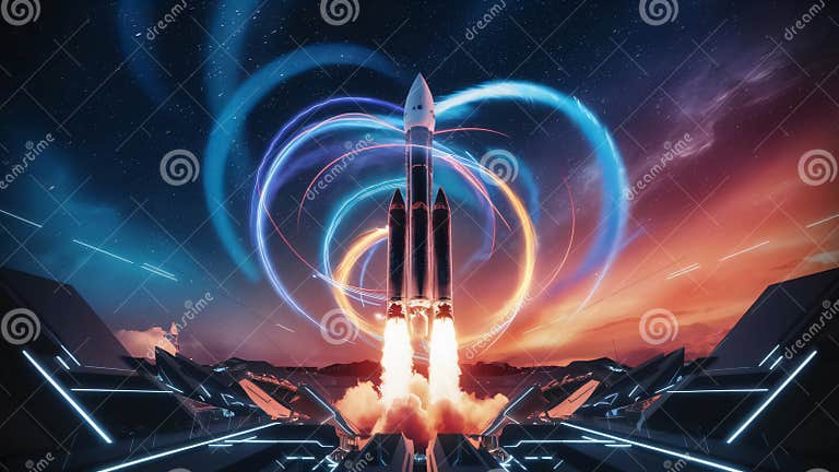 Futuristic Rocket Launch, Space Exploration High Quality Image Stock ...