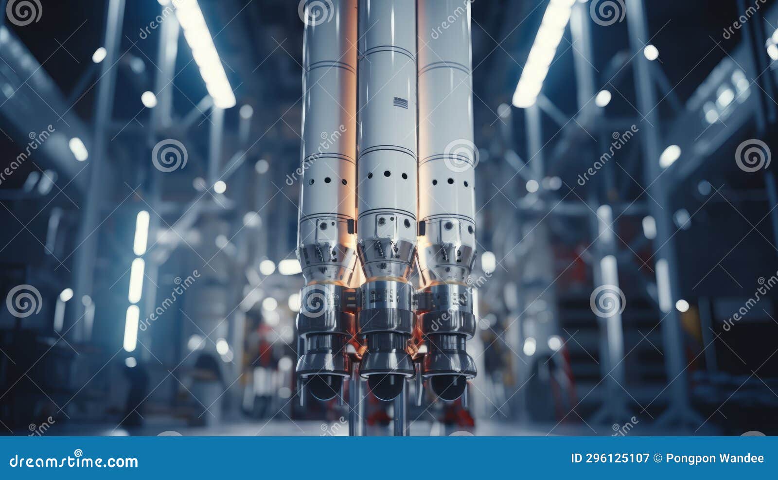 A Futuristic Rocket Launchpad with Multiple Rockets Ready for Launch ...